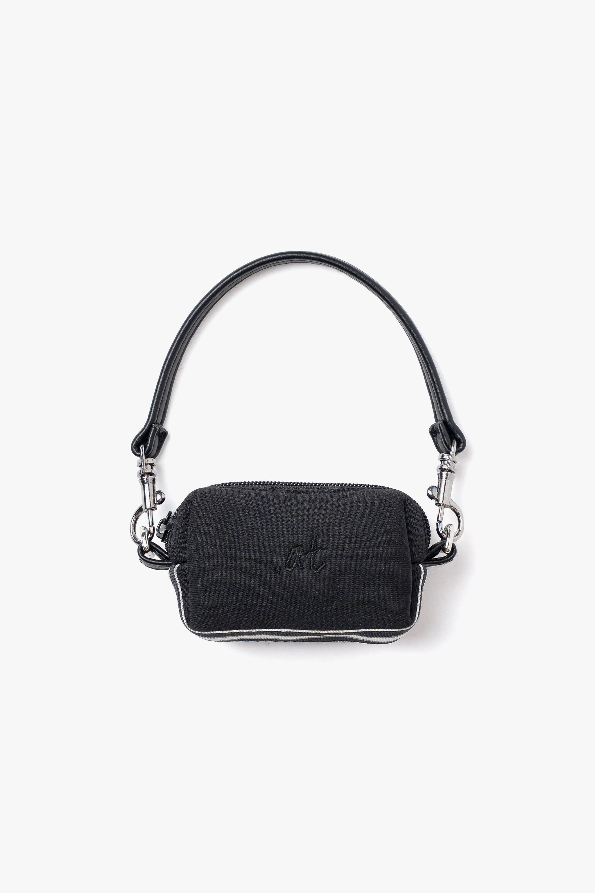 .at-Stripe Tape Square Pouch Nano - Black｜.at